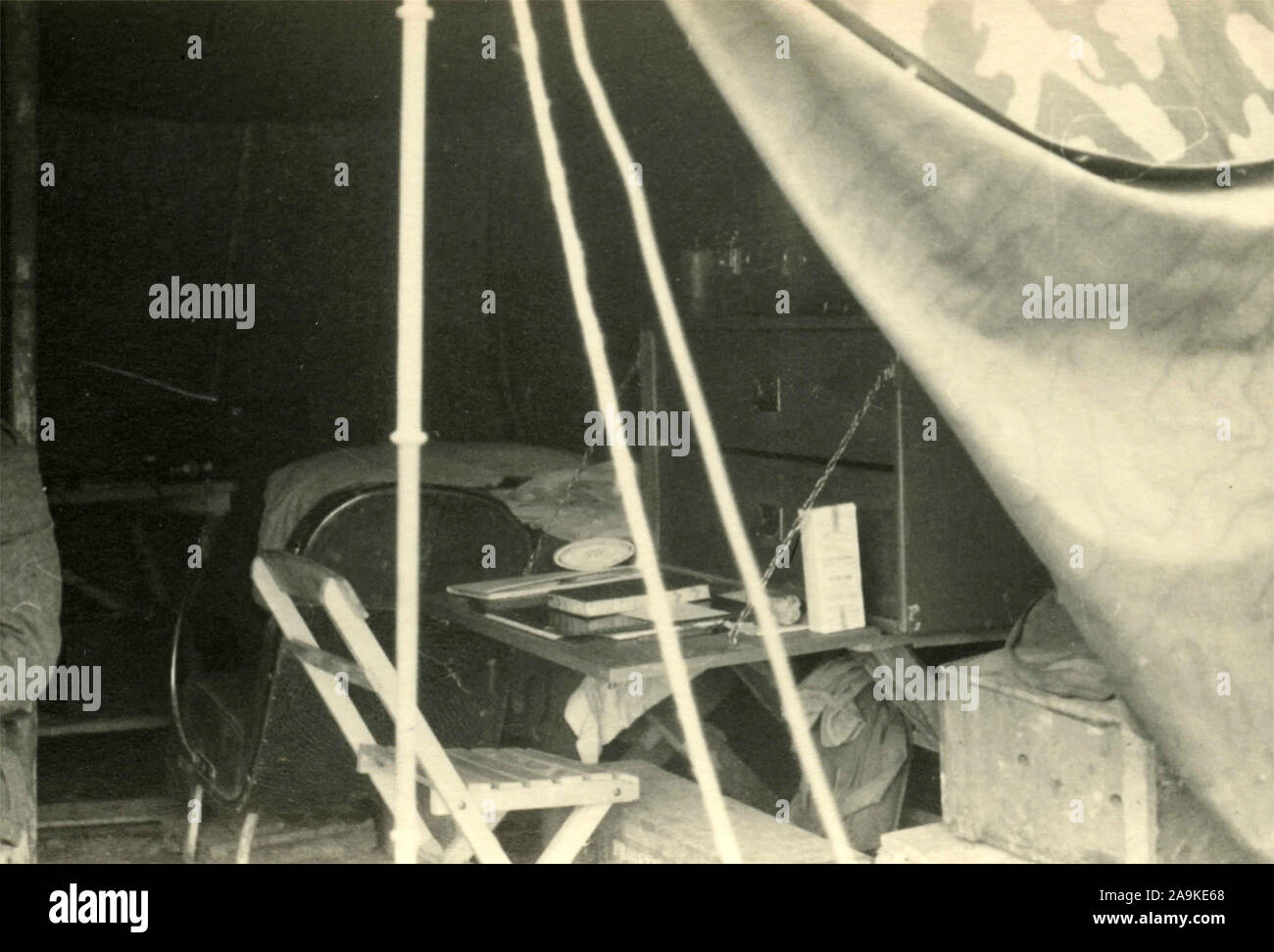 The interior of the tent of the Italian Army during the military ...