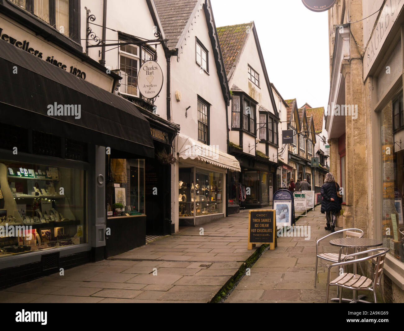 One of many narrow steep pedestrianised streets hi-res stock ...