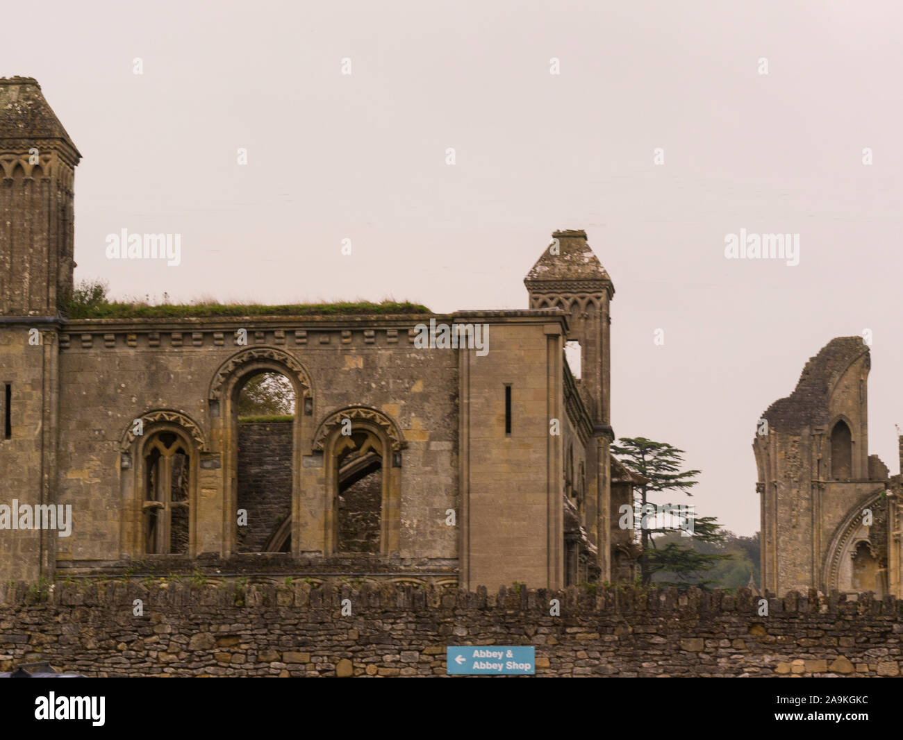 Ruined Glastonbury Abbey Somerset England UK monastery founded 7thc ...