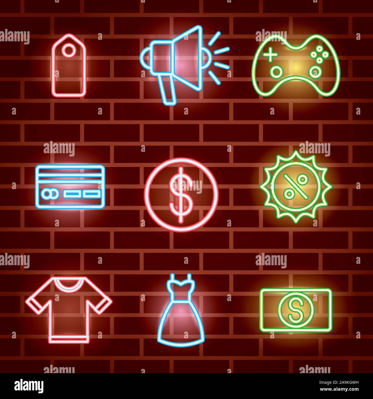 bundle of neon lights icons Stock Vector Image & Art - Alamy