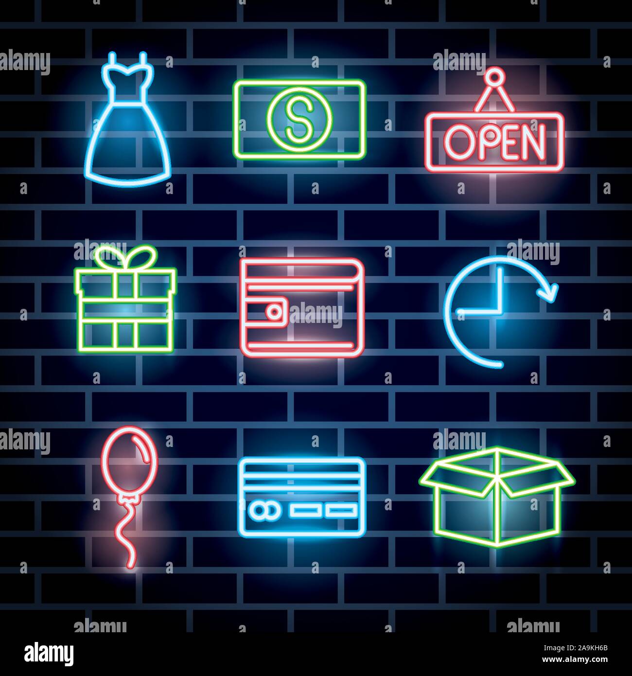 bundle of neon lights icons Stock Vector Image & Art - Alamy