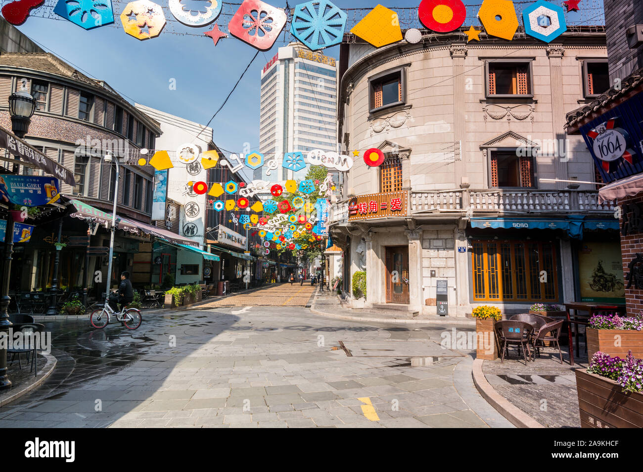 Street view of the The Old Bund in Ningbo, It was the site of the Port ...