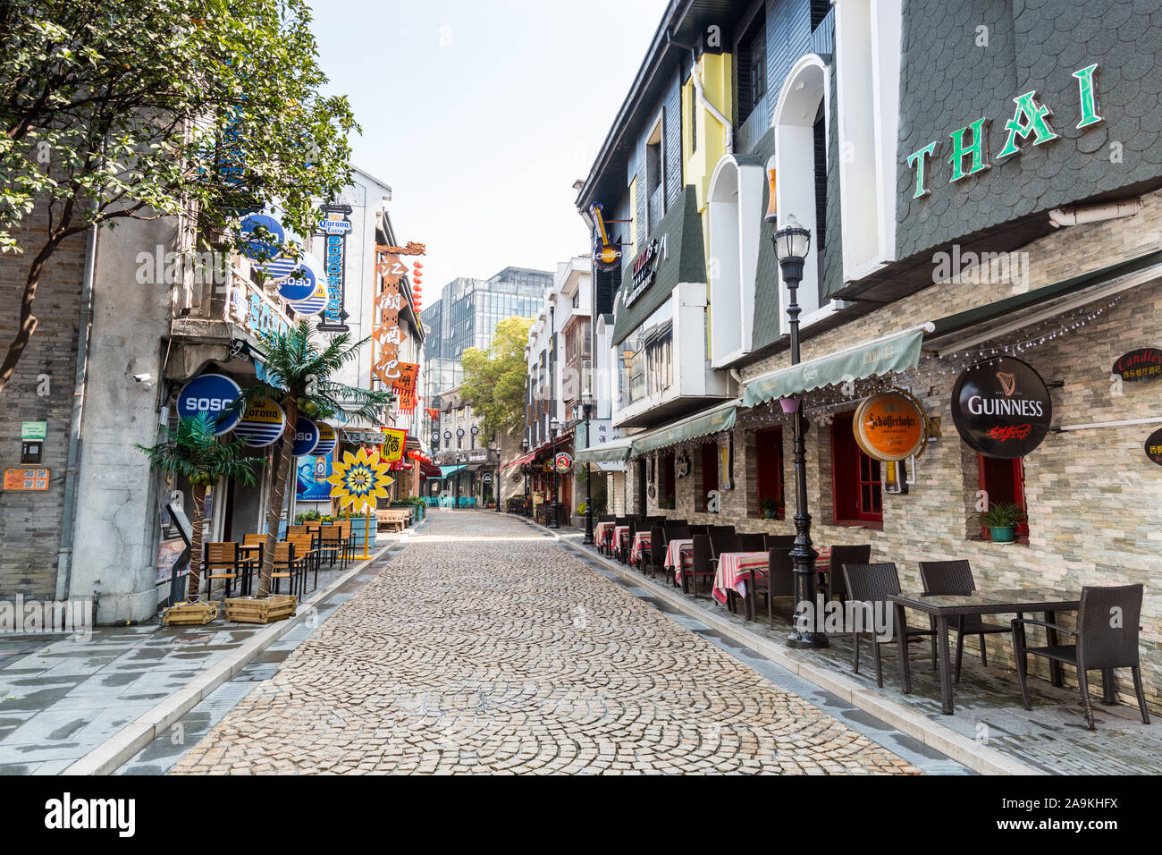 Street view of the The Old Bund in Ningbo, It was the site of the Port ...