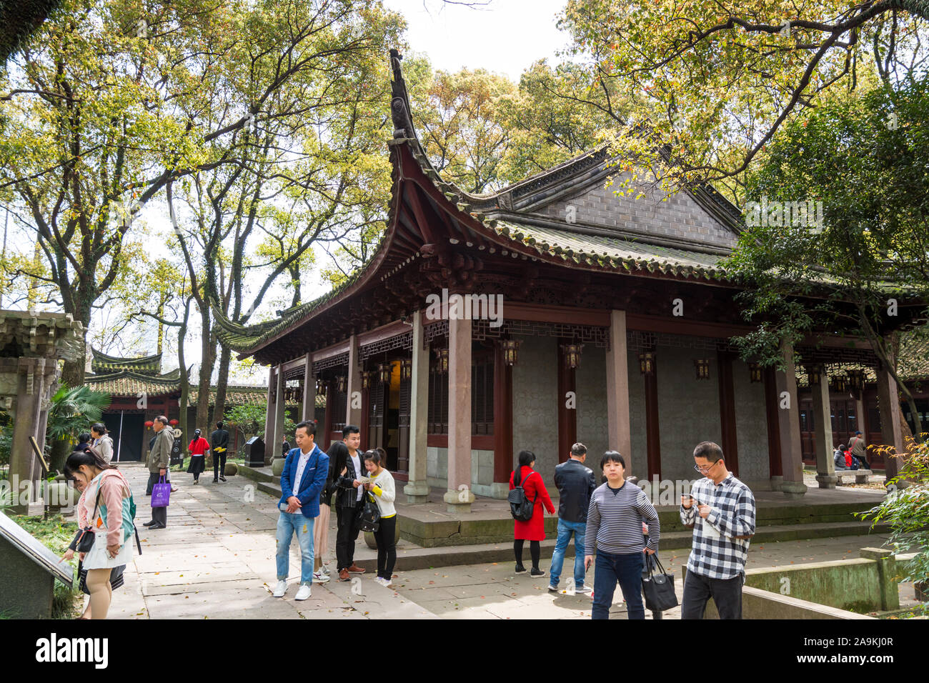 Chinese wooden traditional buildings inside of the Tianyige Library ...