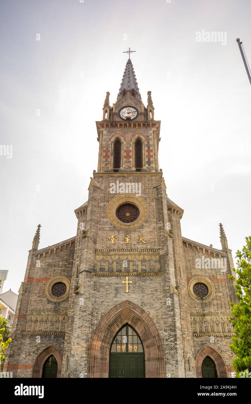 Main building and clock tower of Jiangbei Catholic Church, located at ...