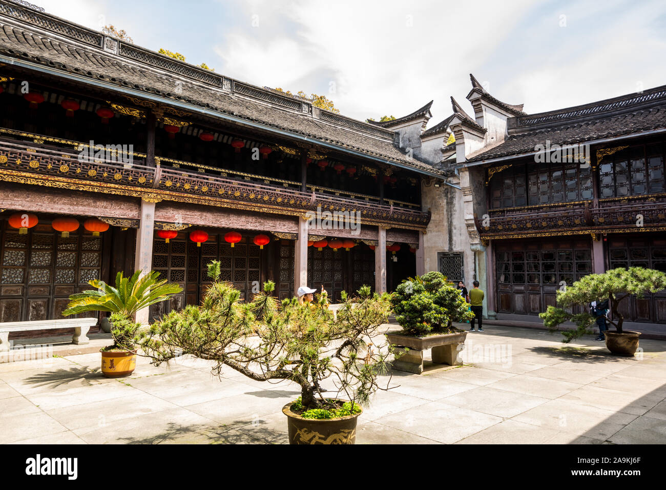 Chinese wooden traditional buildings inside of the Tianyige Library ...