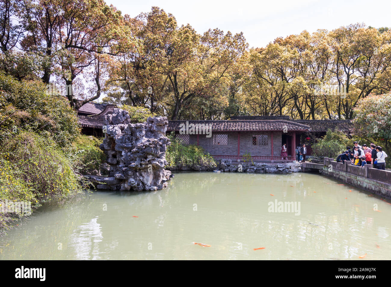 Ponds and trees in the Tianyige Library which is also called Building ...