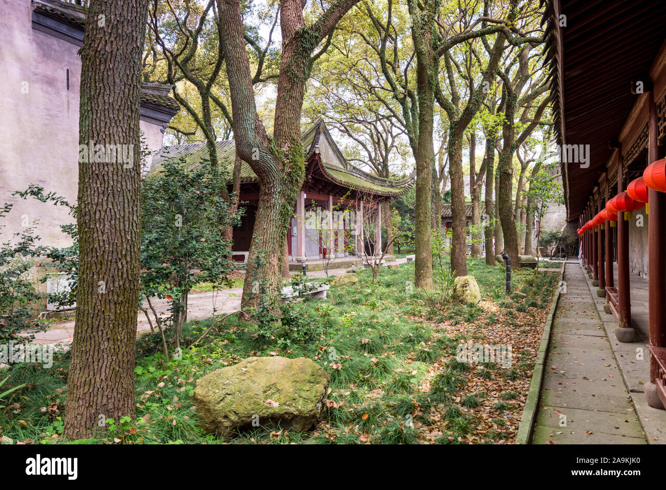 Trees and buldings in the Tianyige Library which is also called ...