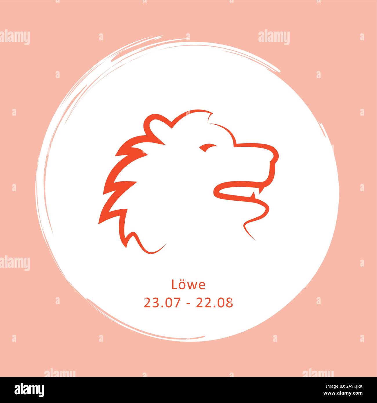 zodiac sign lion horoscope with description and date vector ...