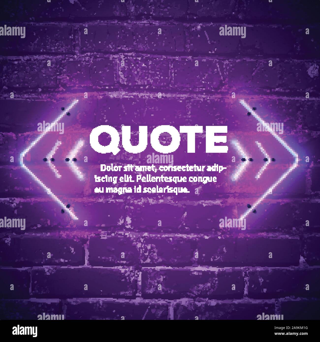 Retro neon glowing quote marks frame on the wall Stock Vector Image ...