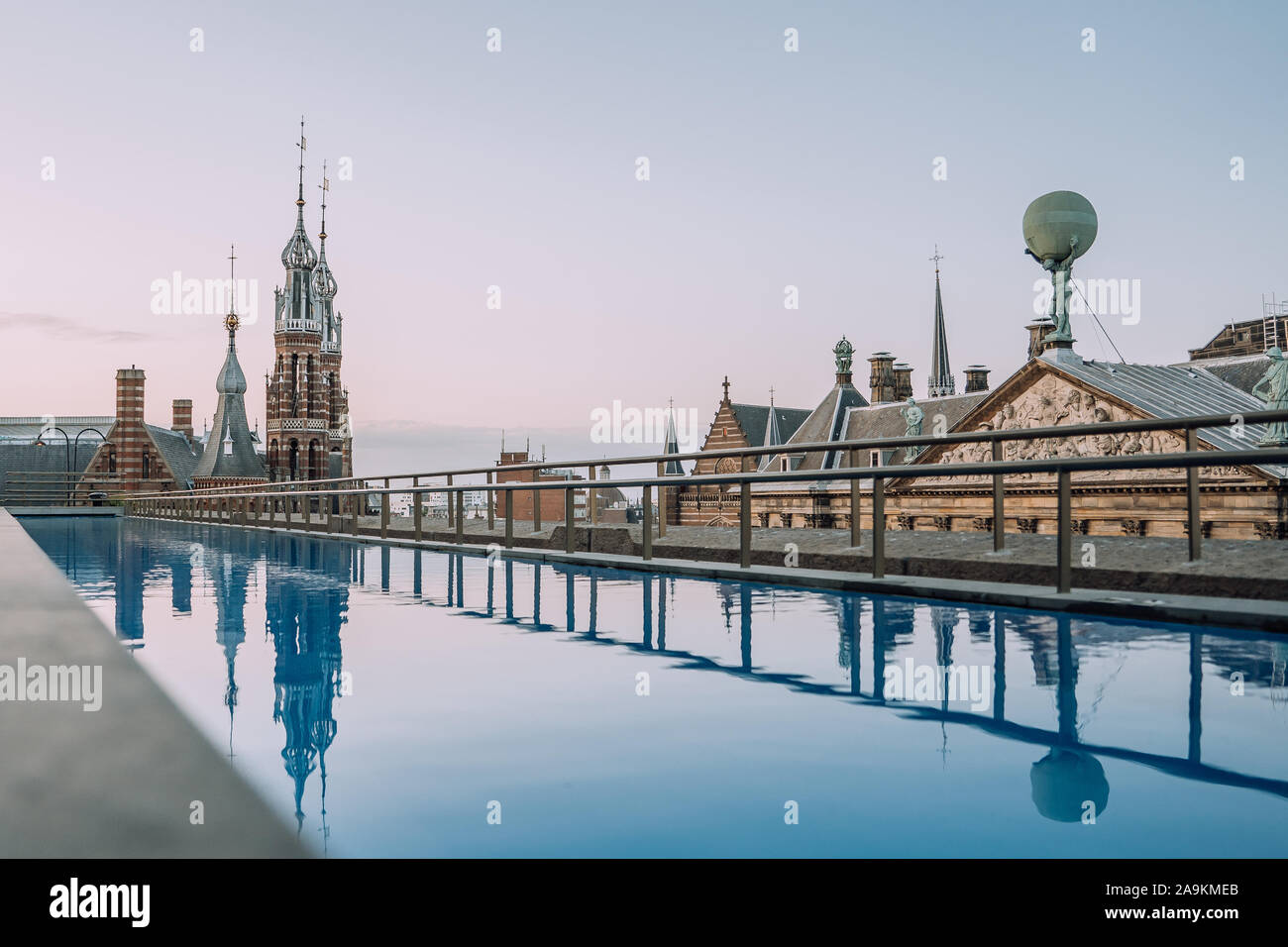 Magna Plaza view from rooftop pool in Amsterdam, Netherland Stock Photo ...