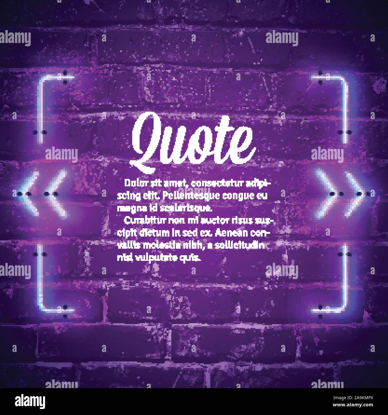 Retro neon glowing quote marks frame on the wall Stock Vector Image ...