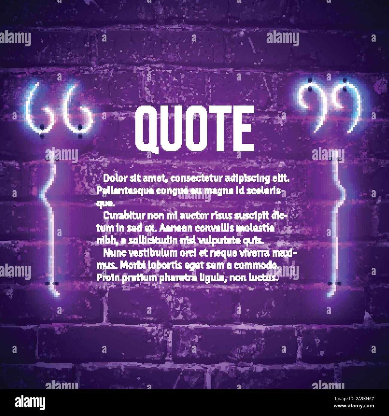 Retro neon glowing quote marks frame on the wall Stock Vector Image ...