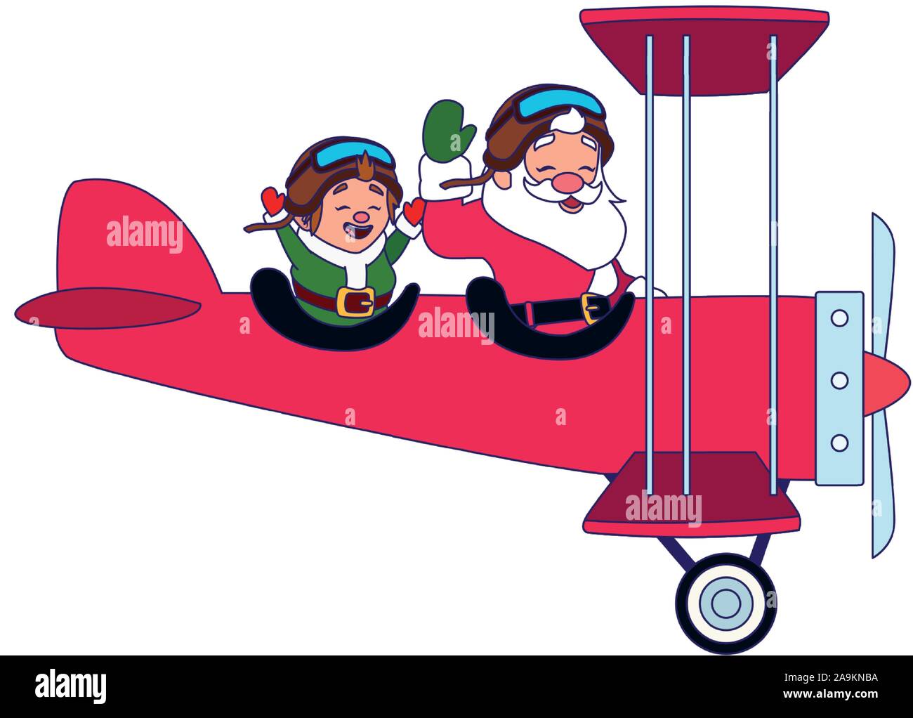 Santa claus in an airplane Stock Vector Images - Alamy