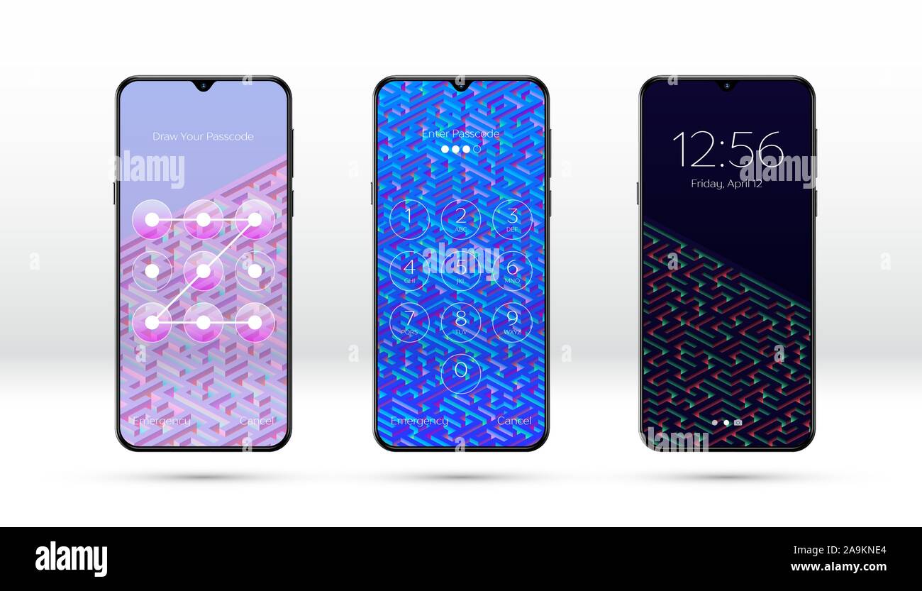 Smartphone lock screen background with abstract maze or labyrinth ...