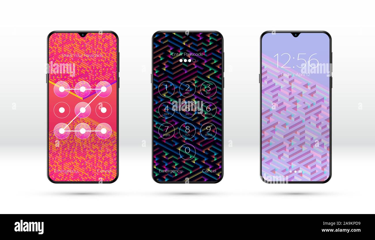 Smartphone lock screen background with abstract maze or labyrinth ...