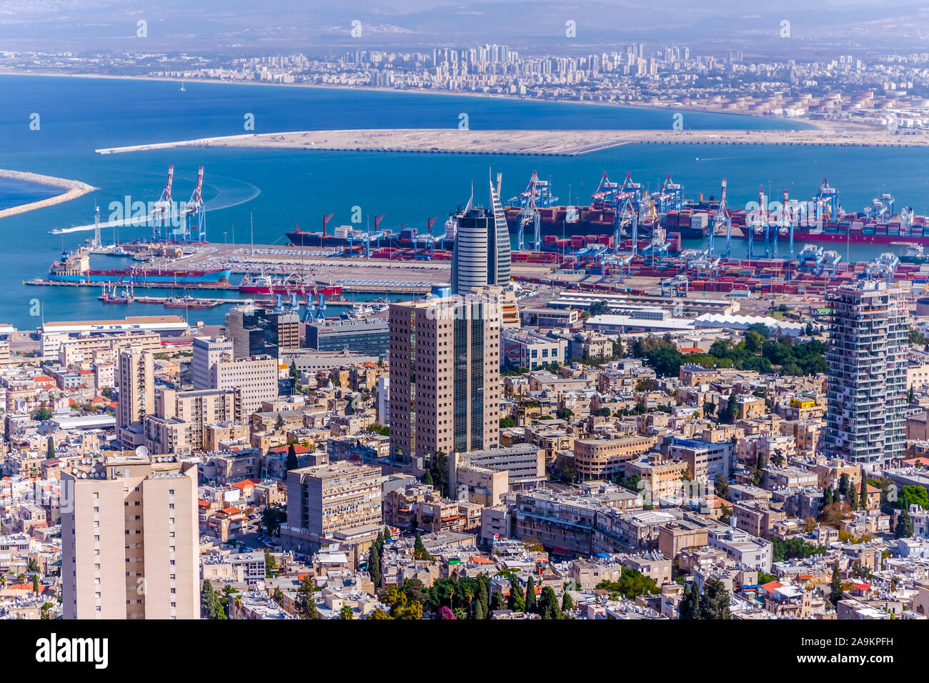 Haifa Israel's largest port on the Mediterranean Sea - Haifa Stock ...