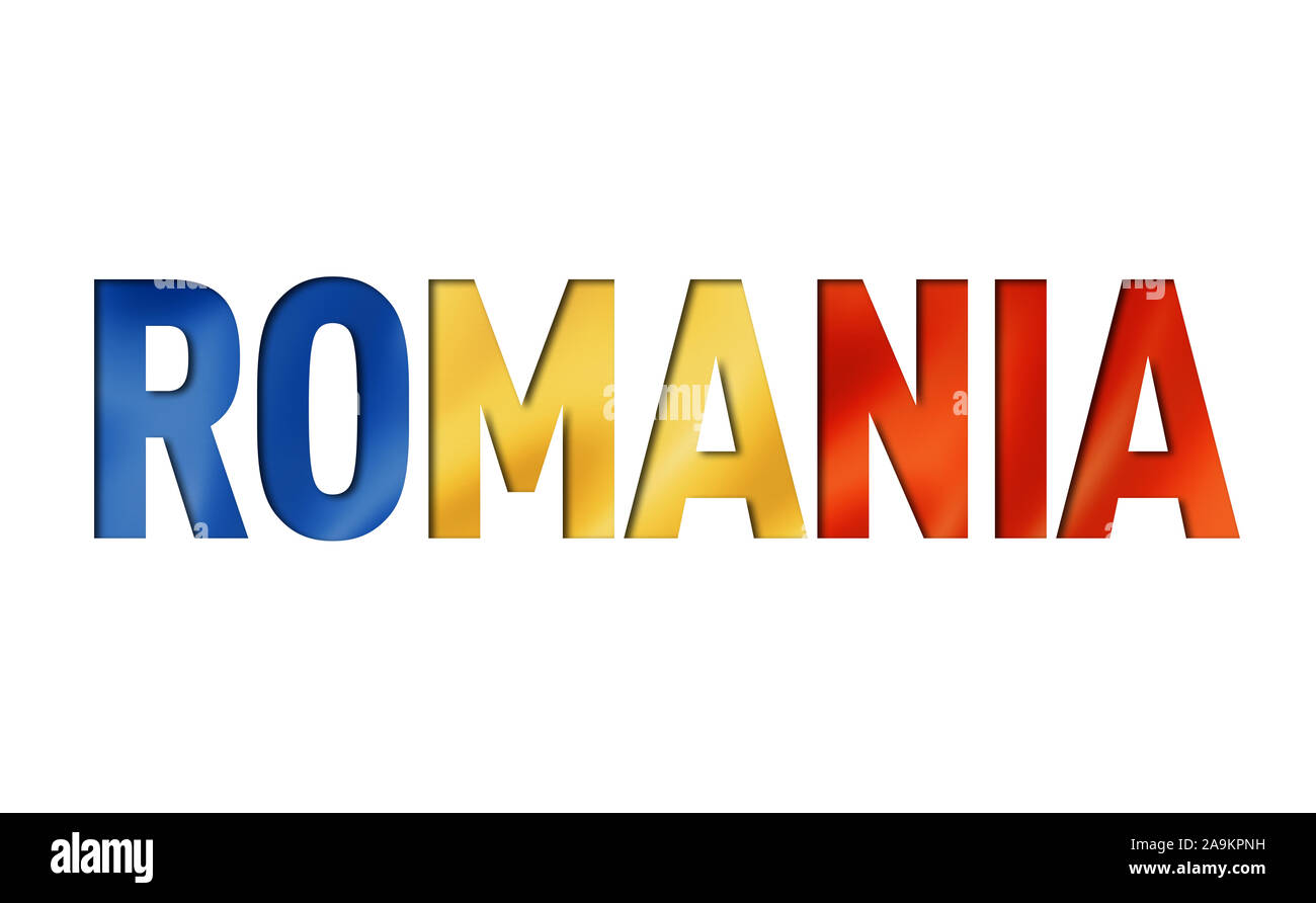 romanian flag text font. romania symbol background Stock Photo - Alamy