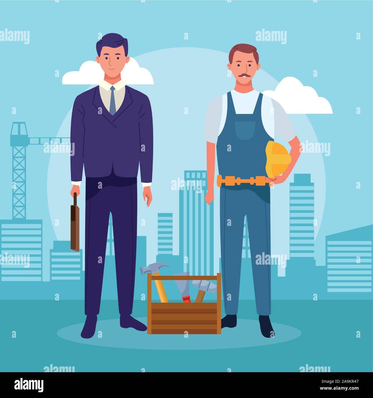 cartoon businessman and repair man standing Stock Vector Image & Art ...