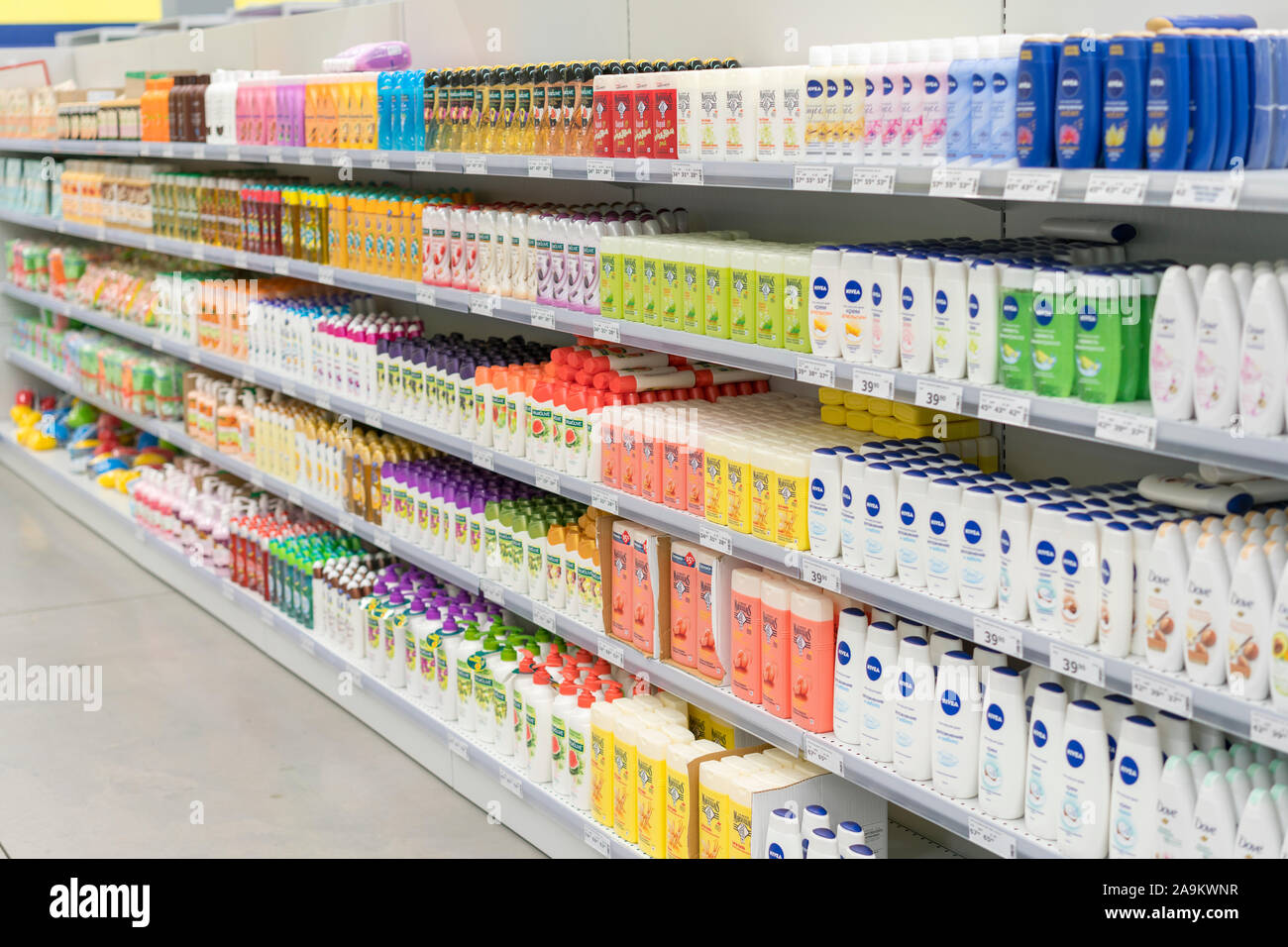 Hair products on display on shelves hi-res stock photography and images ...