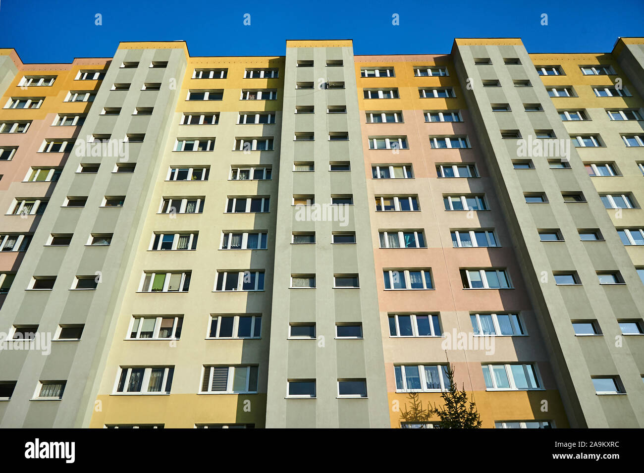The facade of a residential high-rise building in Poznan Stock Photo ...