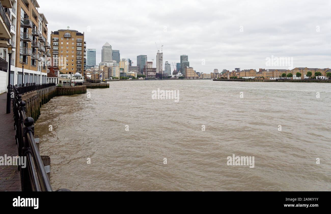 View on Canary Wharf and Rotherhithe across Thames River from Thames ...