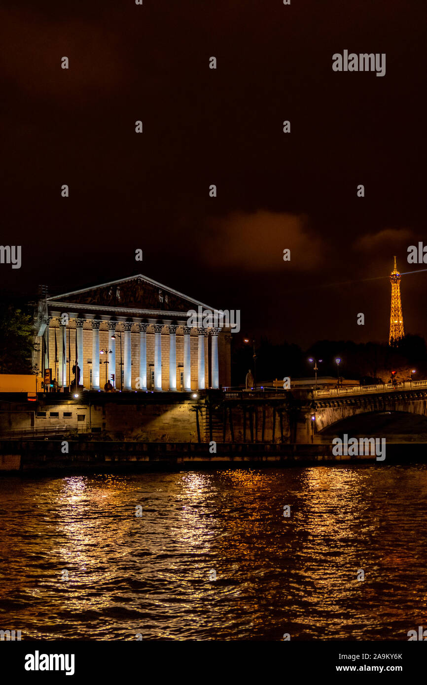 Paris by night, famous buildings Stock Photo - Alamy
