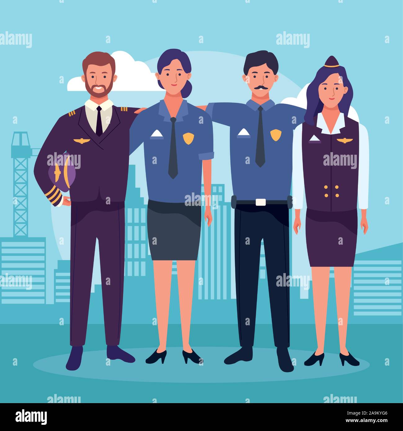 Commercial airplane pilot smiling Stock Vector Images - Alamy