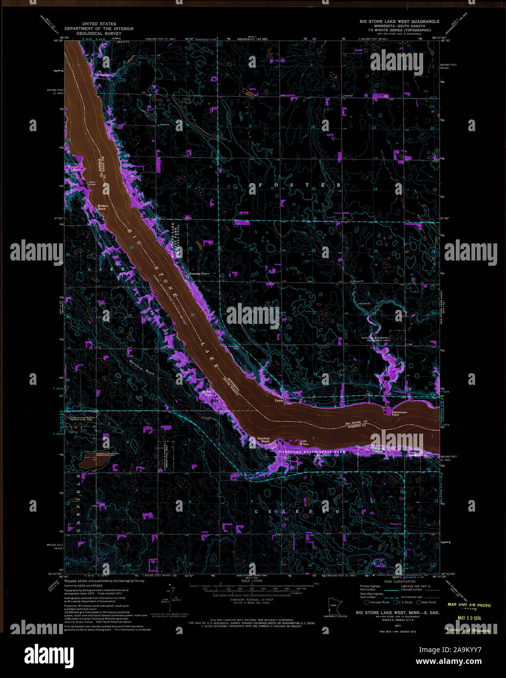 USGS TOPO Map MInnesota MN Big Stone Lake West 503948 1971 24000 ...