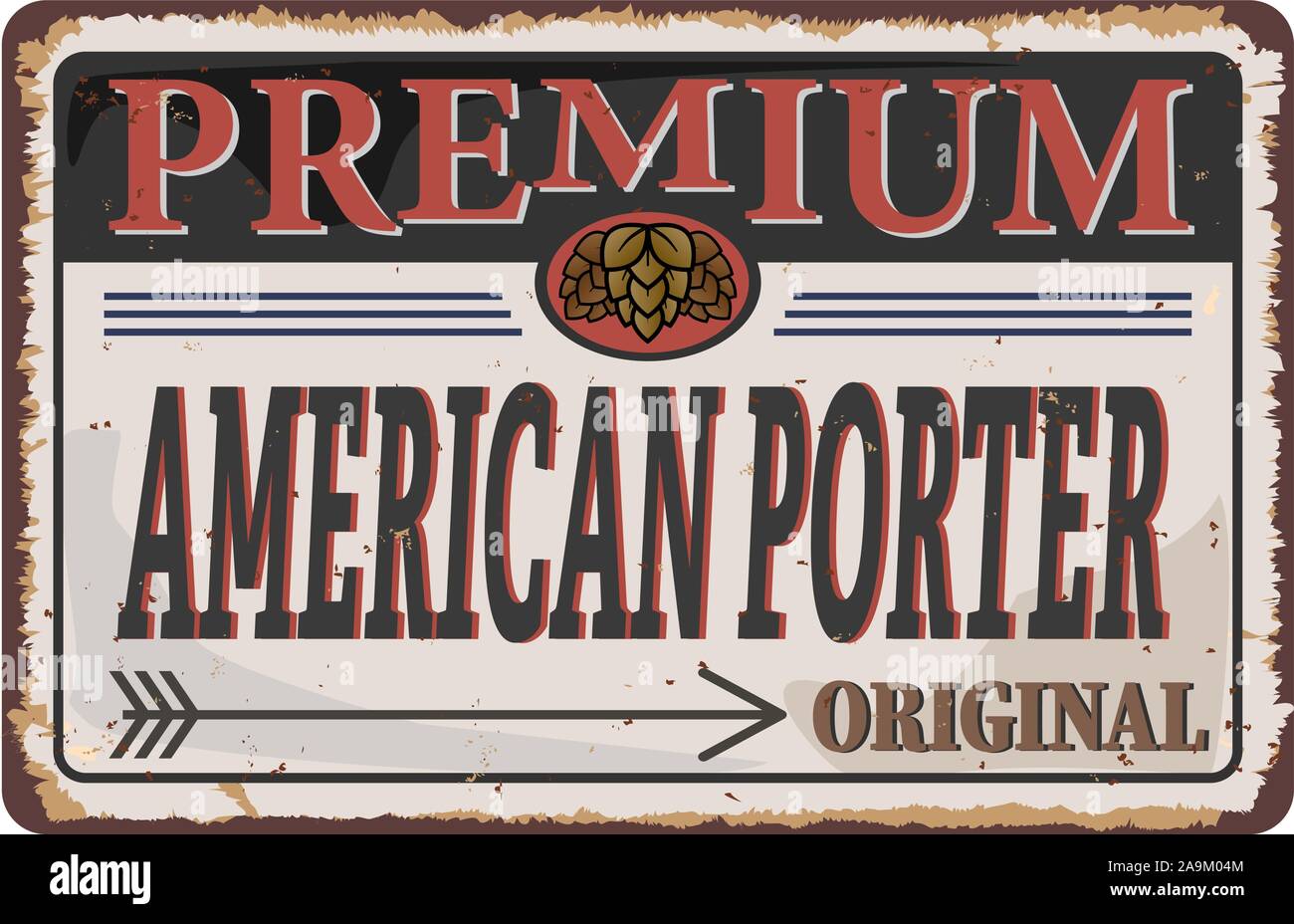 American Porter beer label. Handmade vector calligraphy badge rusted ...