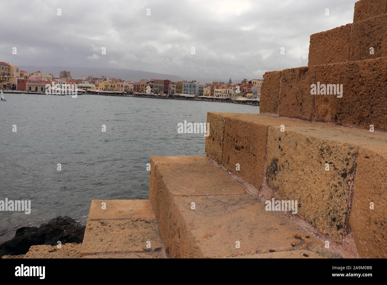 Lighthouse Steps at Port of Chania Stock Photo - Alamy