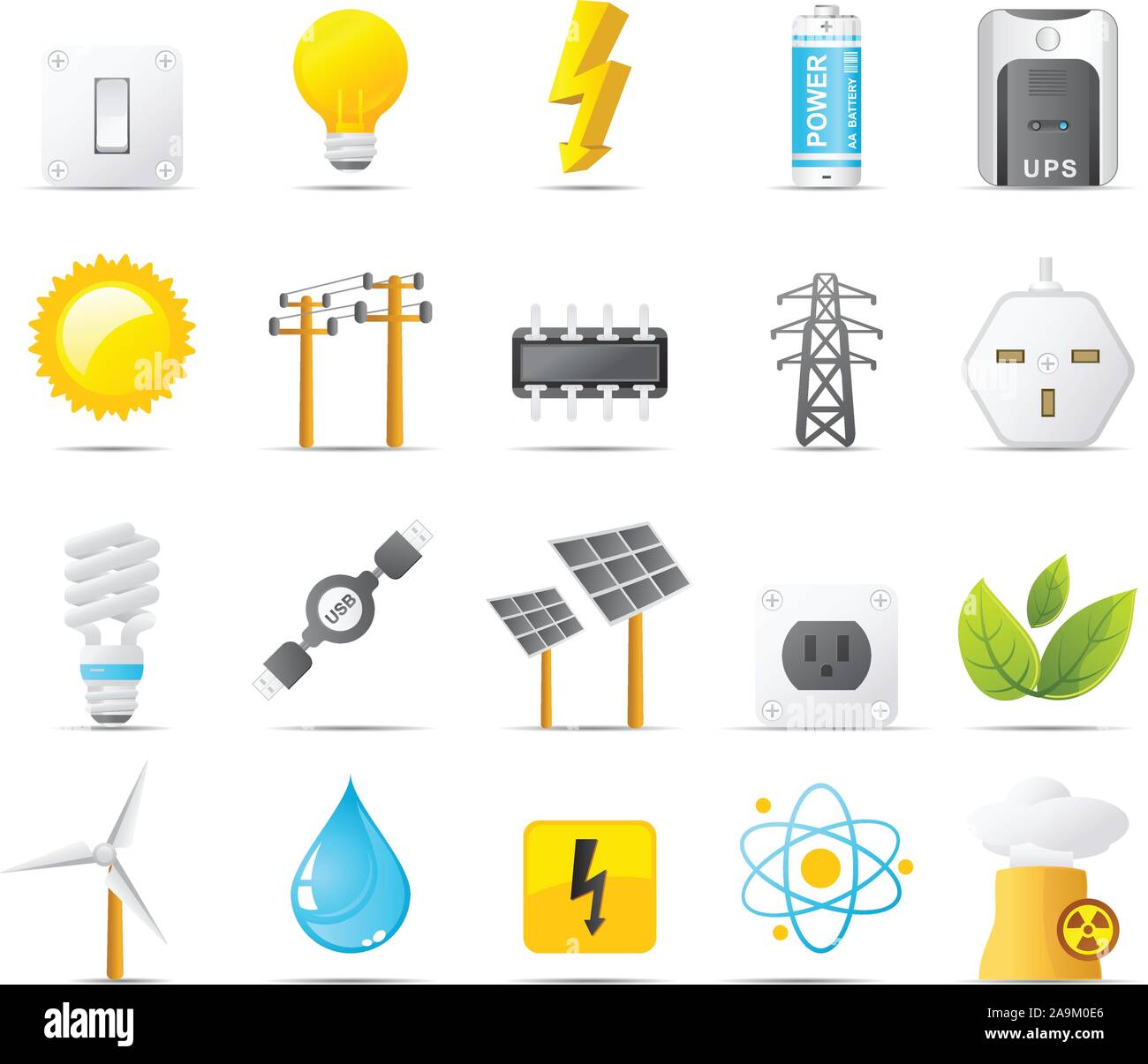 Nouve vector icons. Power, Energy and Electricity icon graphics Stock ...