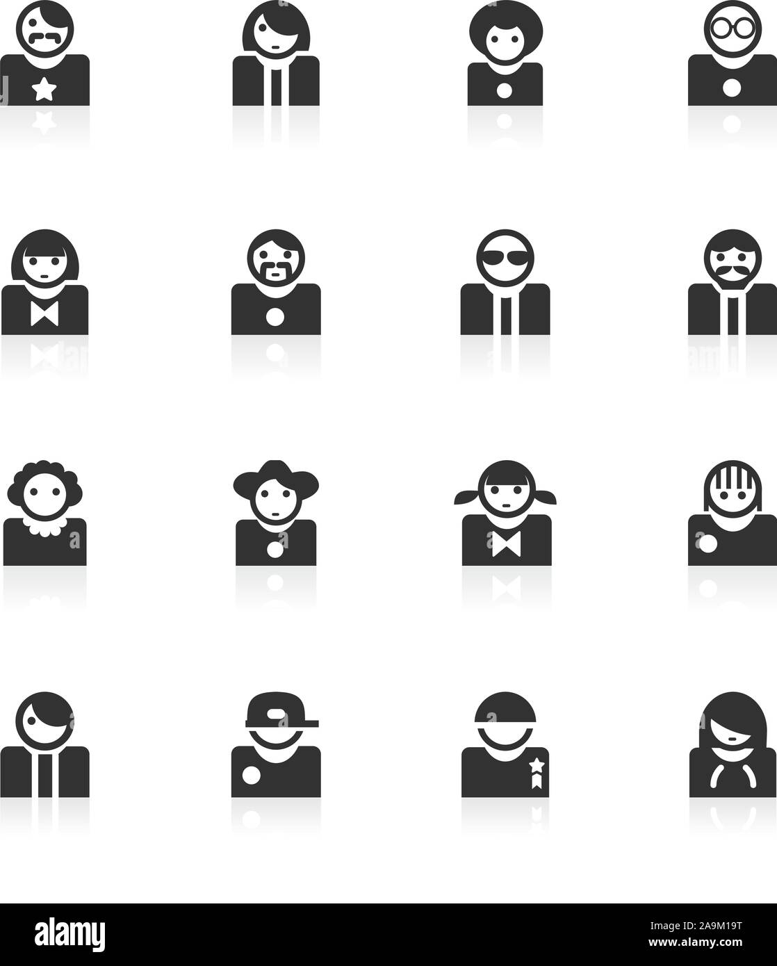 Avatar vector icons set isolated over white background - minimo series ...