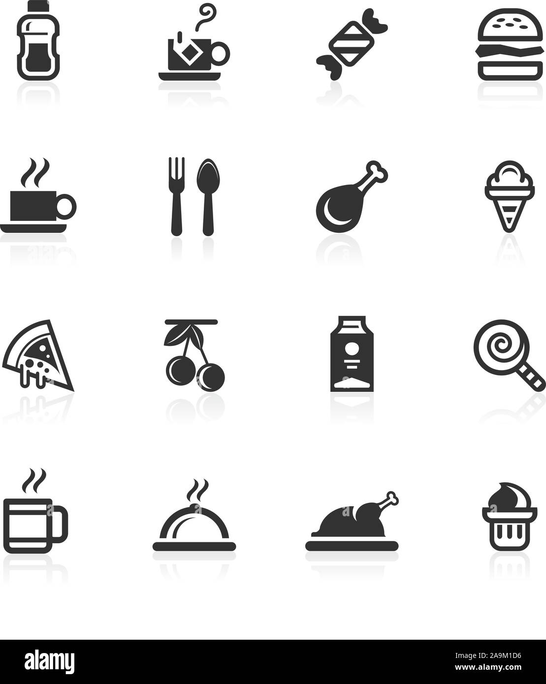 Food and beverages vector icons set isolated over white background ...
