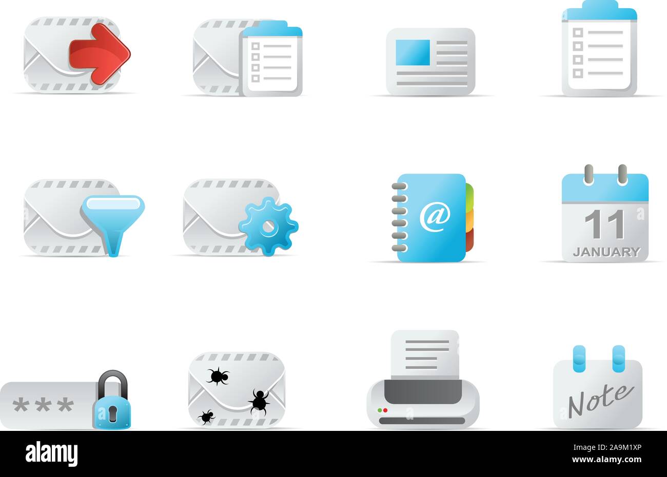 Professional email icons for internet, website and application. Emailo ...