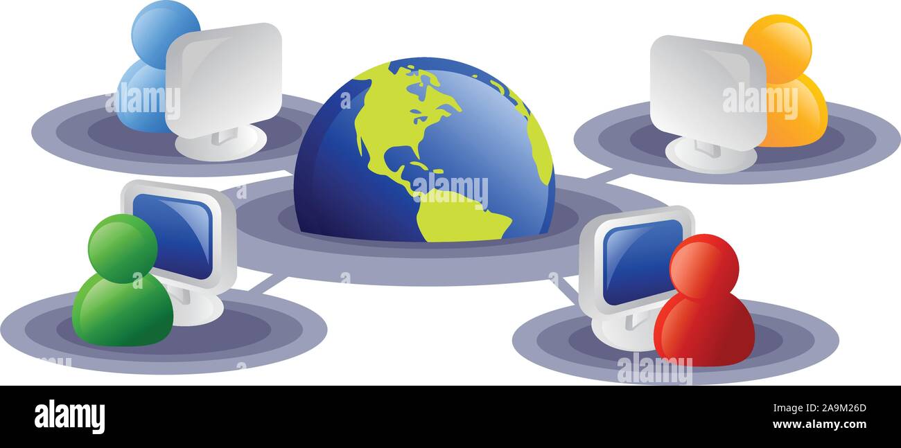Group of people connect to each other through internet Stock Vector ...