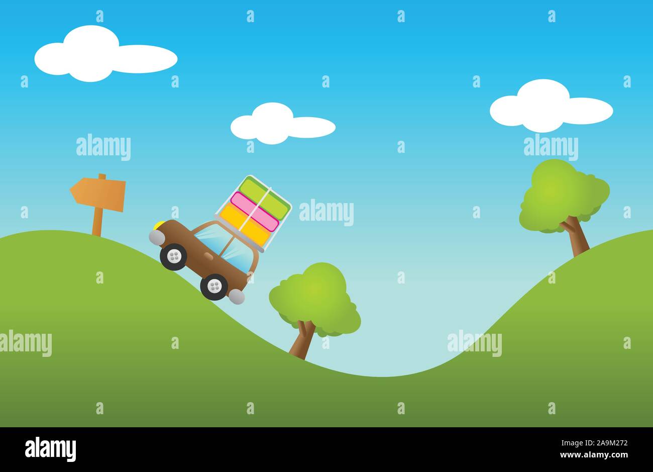 Road tripping accross the hill Stock Vector Image & Art - Alamy