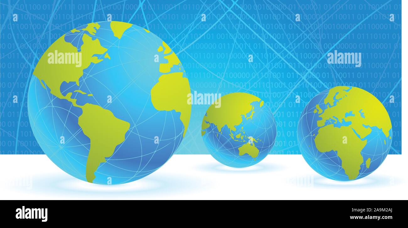 Globe Illustration with random lines and binary code in the background ...