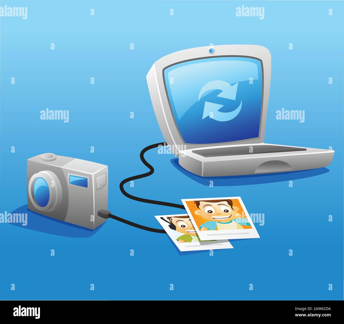 wired connection between digital camera and laptop Stock Vector Image ...