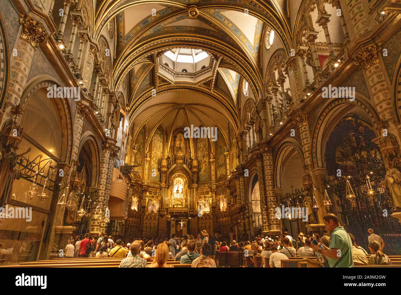 Interior of church Montserrat , Spain, the Montserrat Benedictine ...