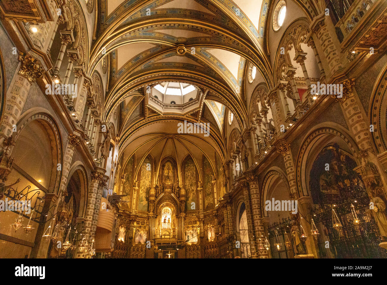 Interior of church Montserrat , Spain, the Montserrat Benedictine ...