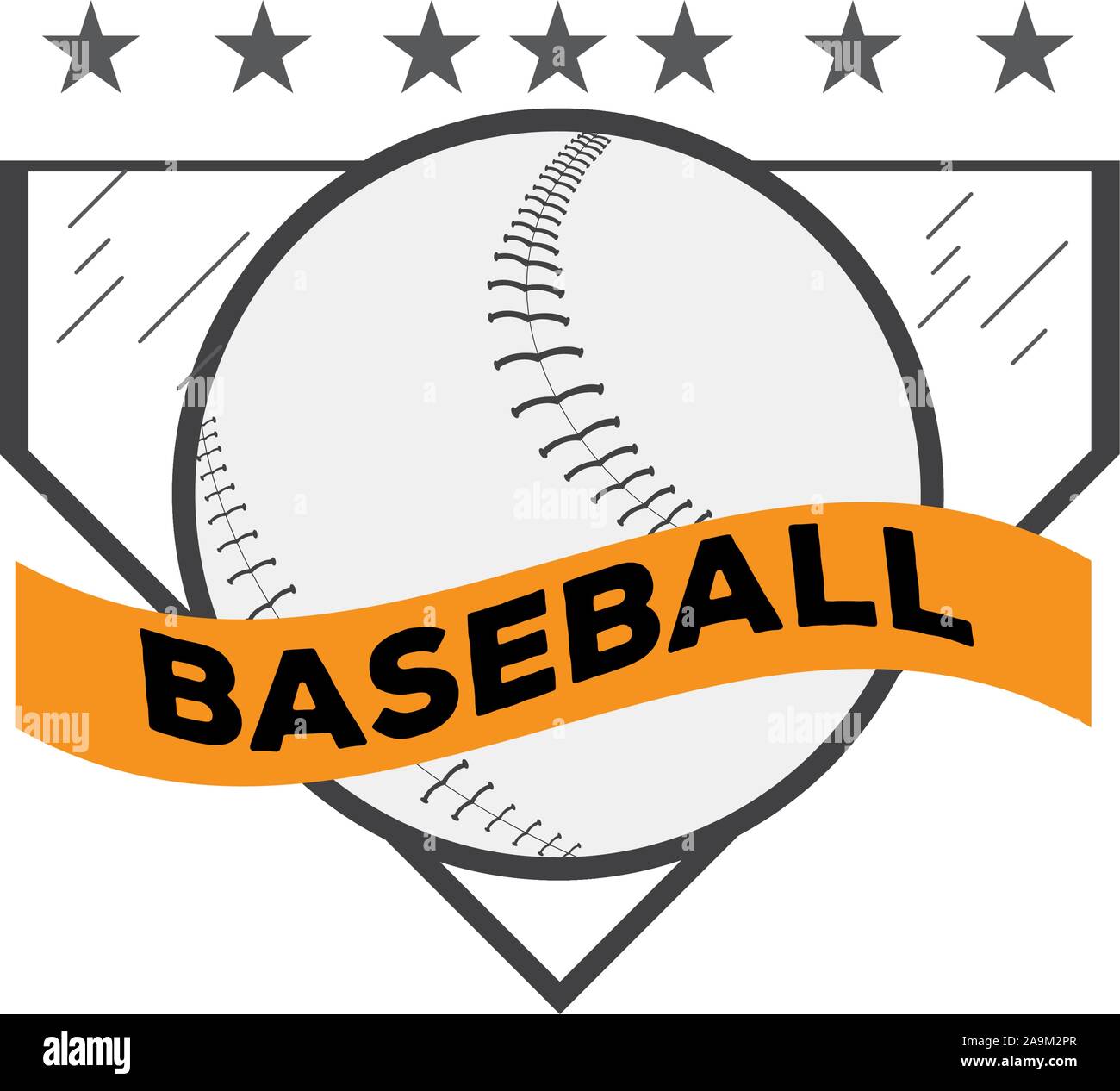 Baseball shield with a field base and ball - Vector illustration Stock ...