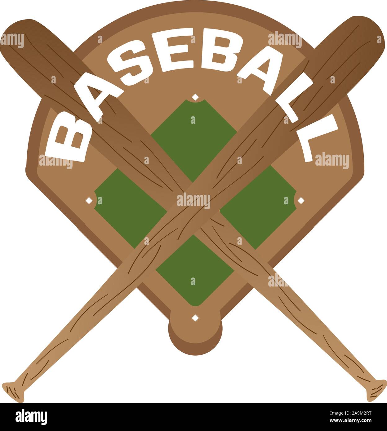 Baseball shield with a field base and bats - Vector illustration Stock ...