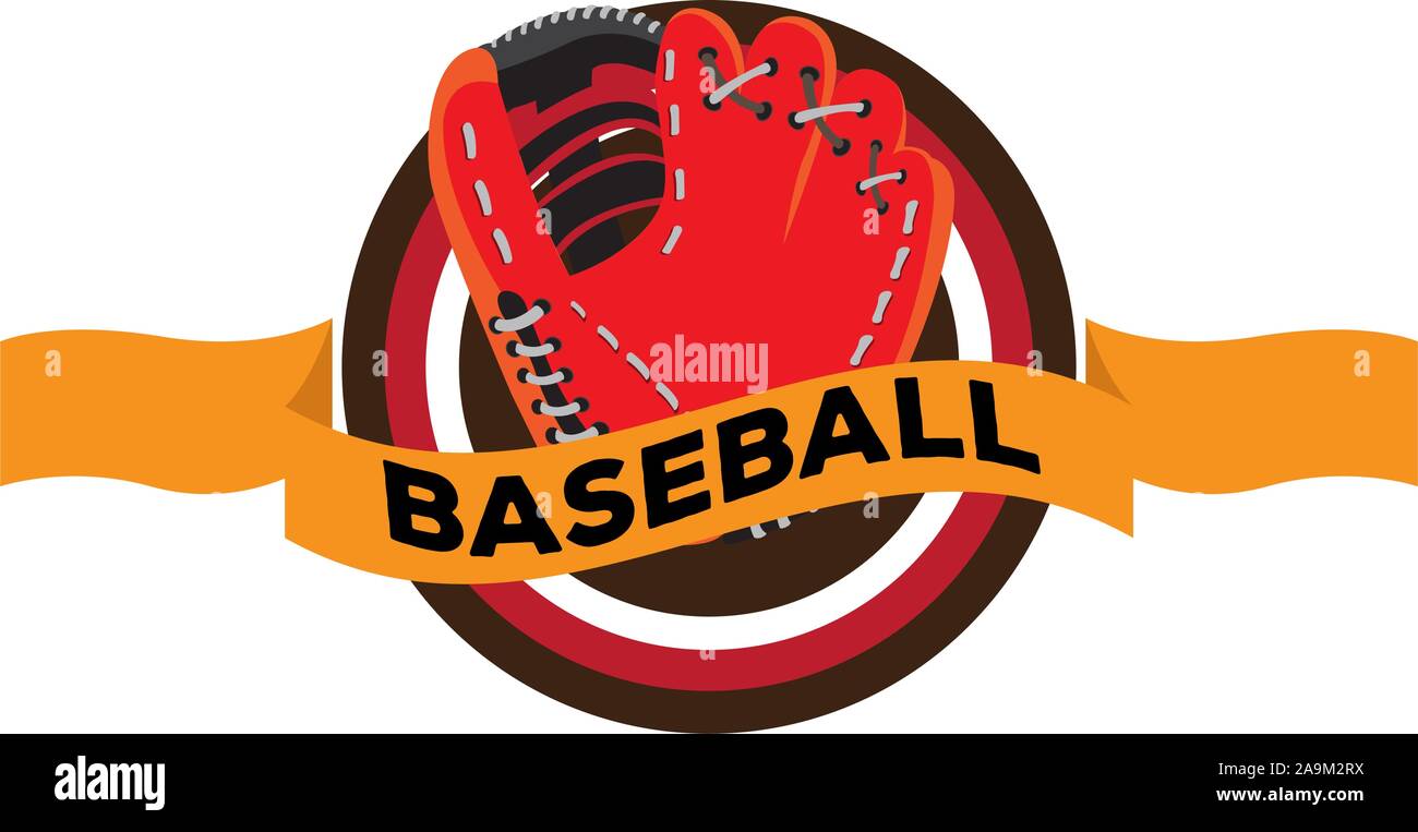 Baseball shield with a glove- Vector illustration Stock Vector Image ...