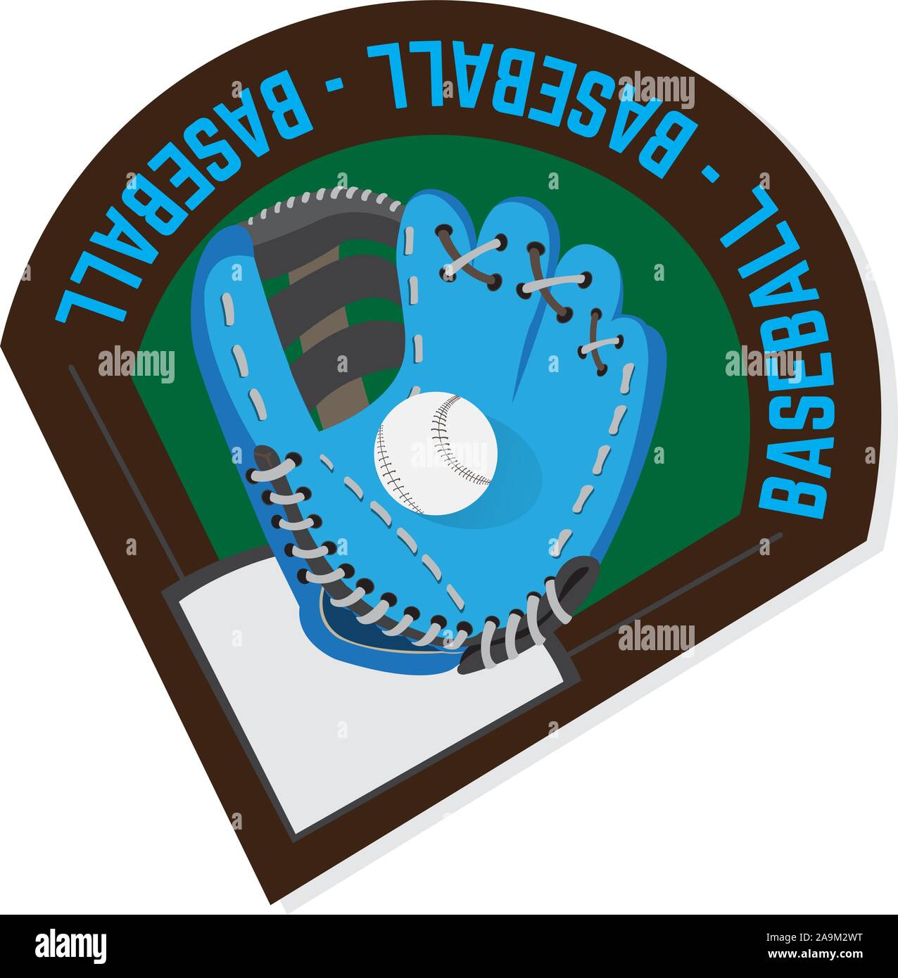 Baseball shield with a field base, glove and ball - Vector illustration ...