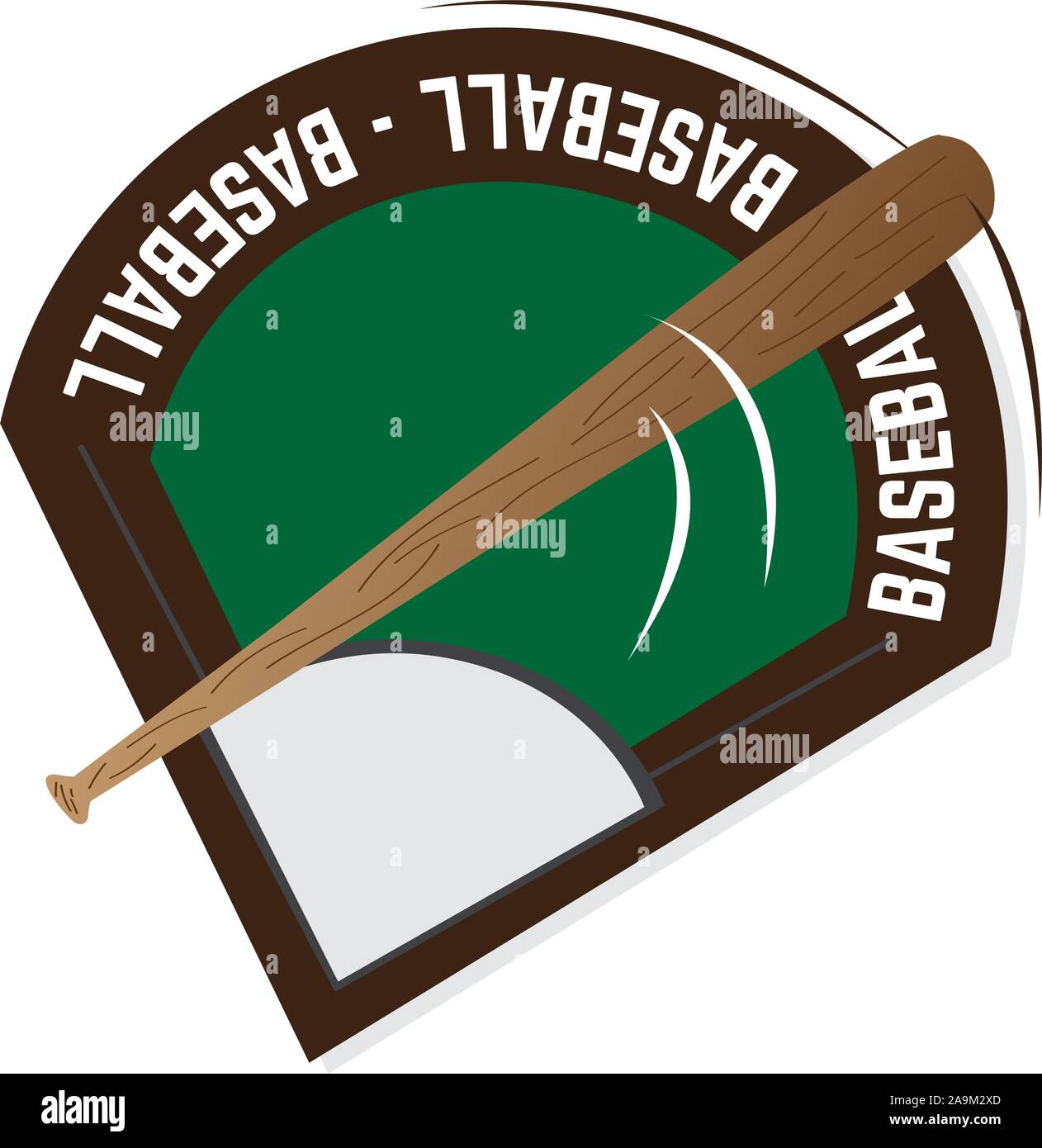 Baseball shield with a field base and bat - Vector illustration Stock ...