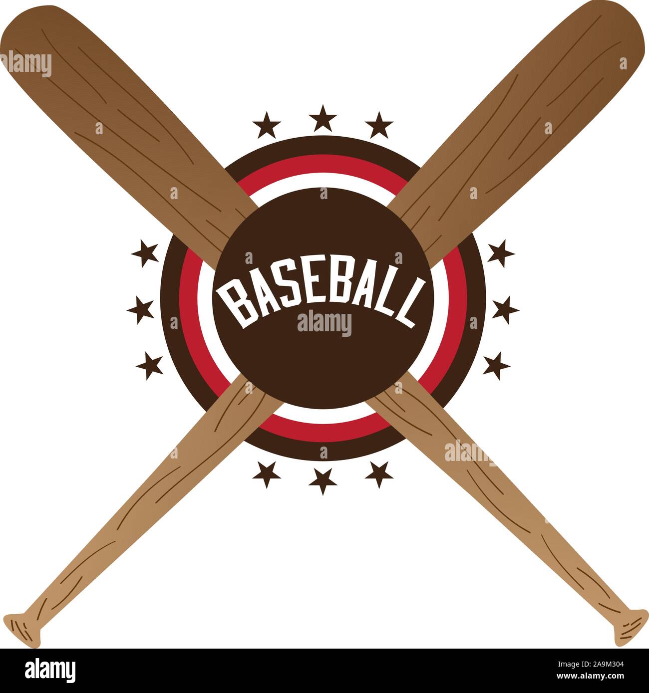 Baseball shield with bats in a button- Vector illustration Stock Vector ...