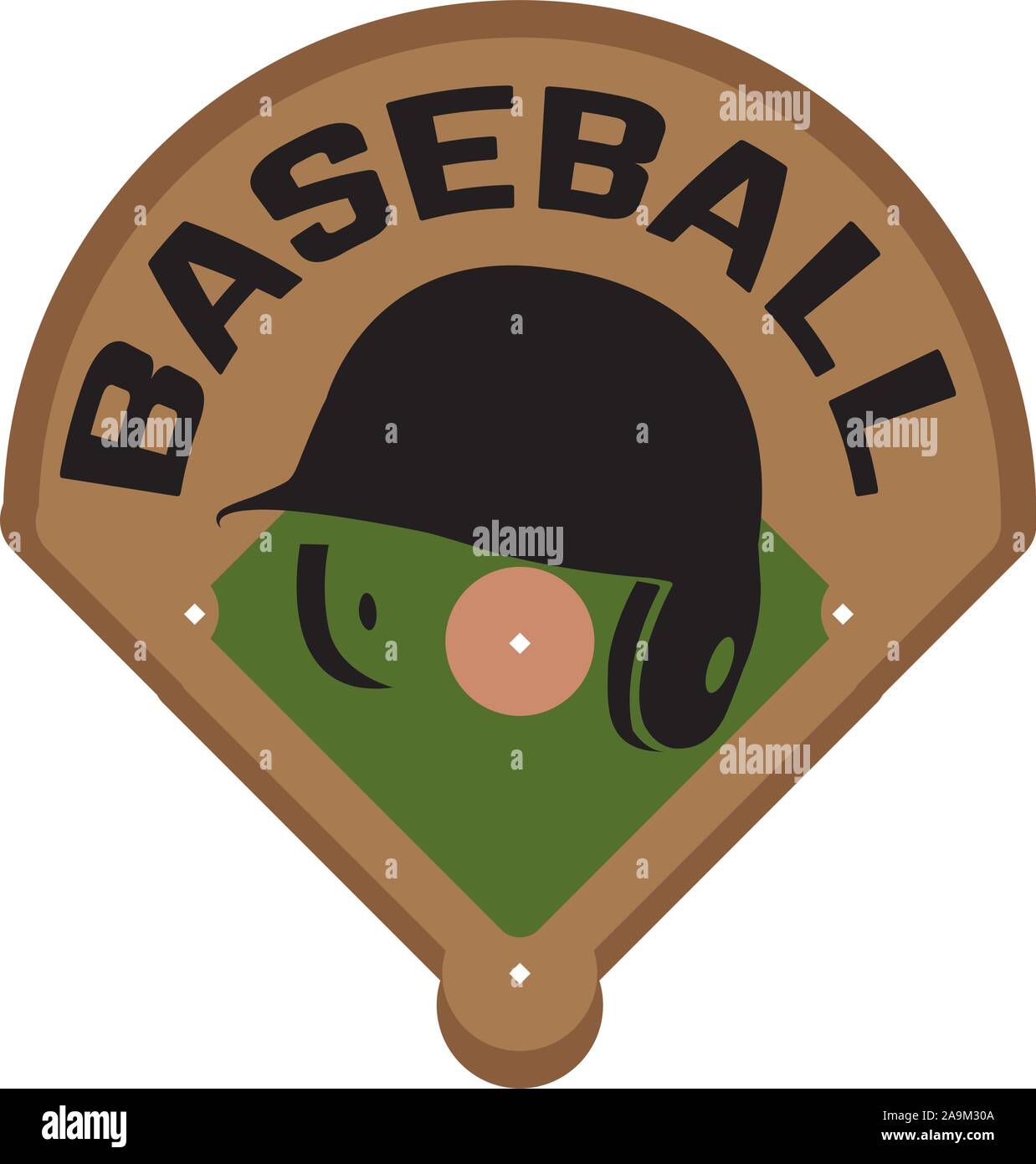 Baseball shield with a field base and helmet - Vector illustration ...