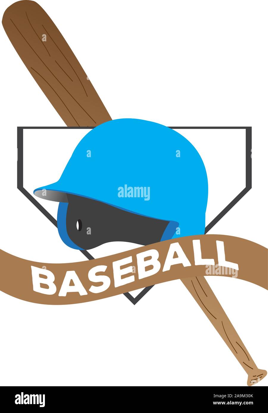 Baseball shield with a field base, bat and helmet - Vector illustration ...