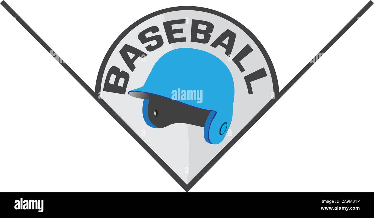 Baseball shield with a field base and helmet - Vector illustration ...